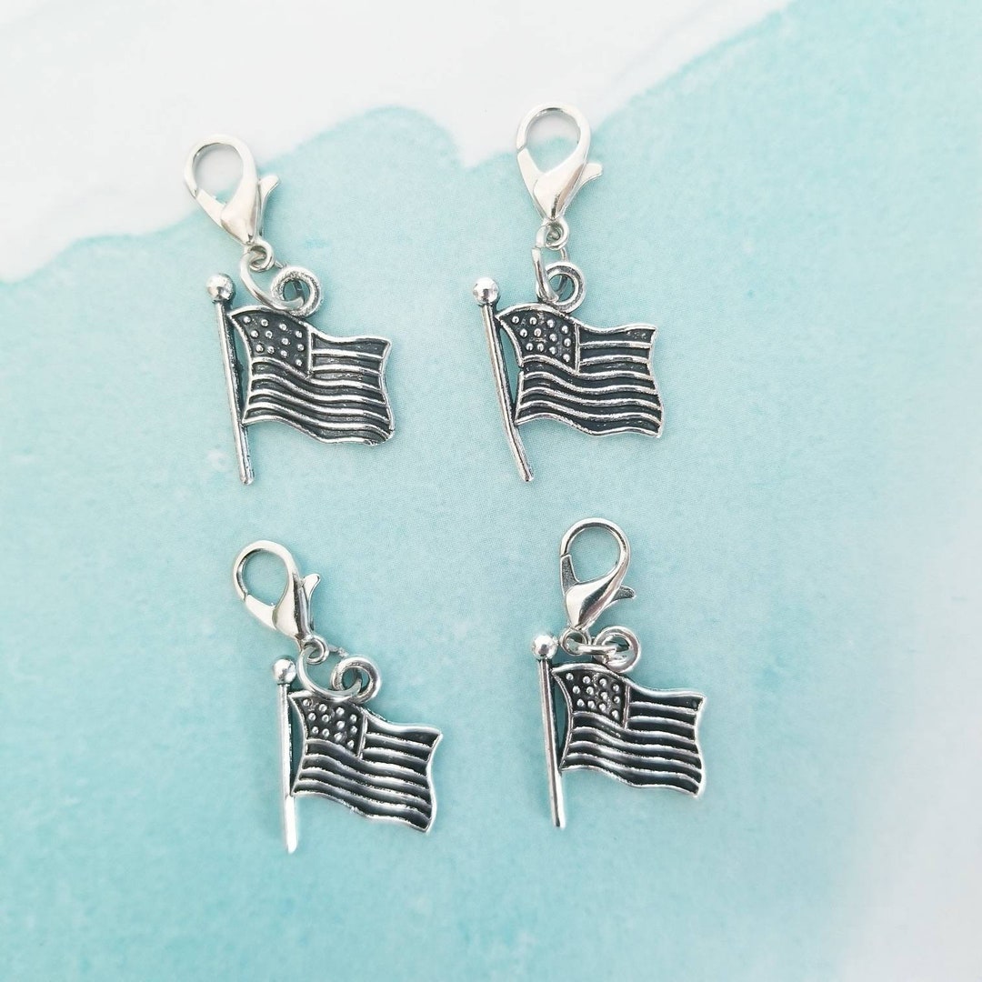 American Flag Stitch Markers, Purse Charms, Zipper Pull Charms, USA ...