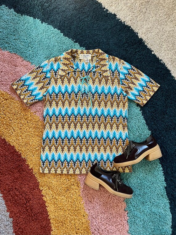 70s knit top, dagger collar, 70s vintage, size medium… - Gem