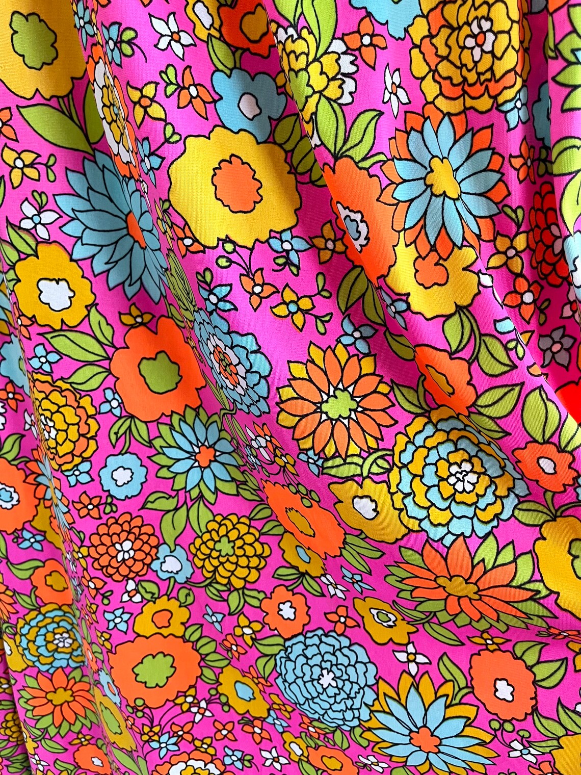 Vintage 60s Day-glo Flower Power Dress - Etsy