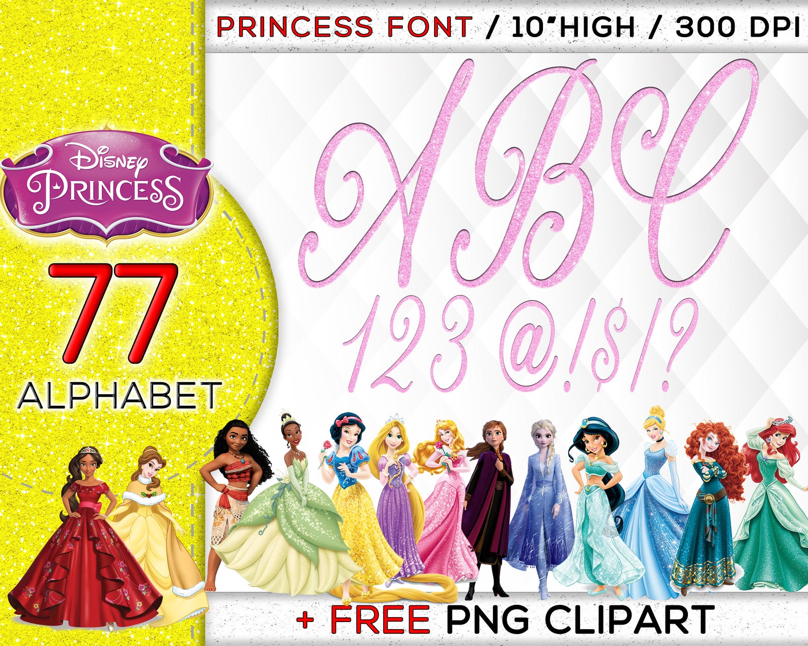 Princess Alphabet Princess Clipart Princess Font Pink - Etsy