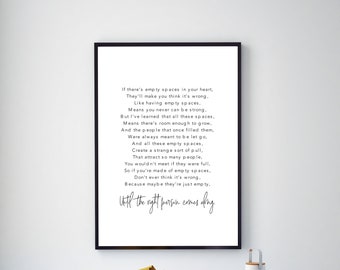 Empty Spaces Poem - Etsy