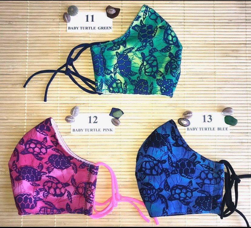 Aloha Print Face Mask, Cotton Print Exterior, Moisture Wicking Soft ...