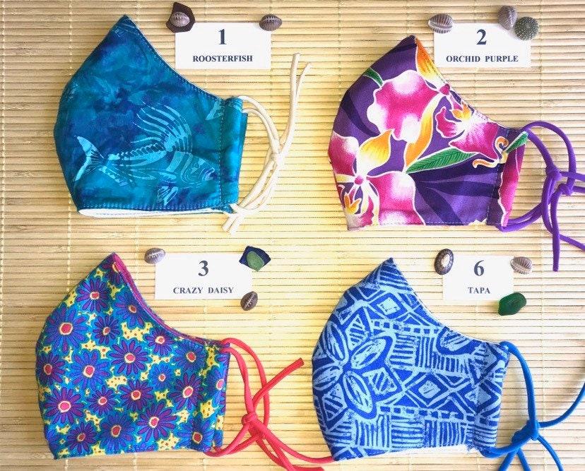 Aloha Print Face Mask, Cotton Print Exterior, Moisture Wicking Soft ...