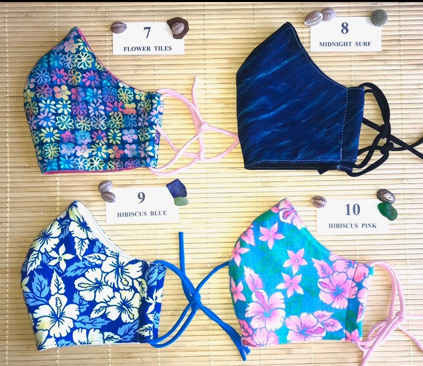 Aloha Print Face Mask, Cotton Print Exterior, Moisture Wicking Soft ...