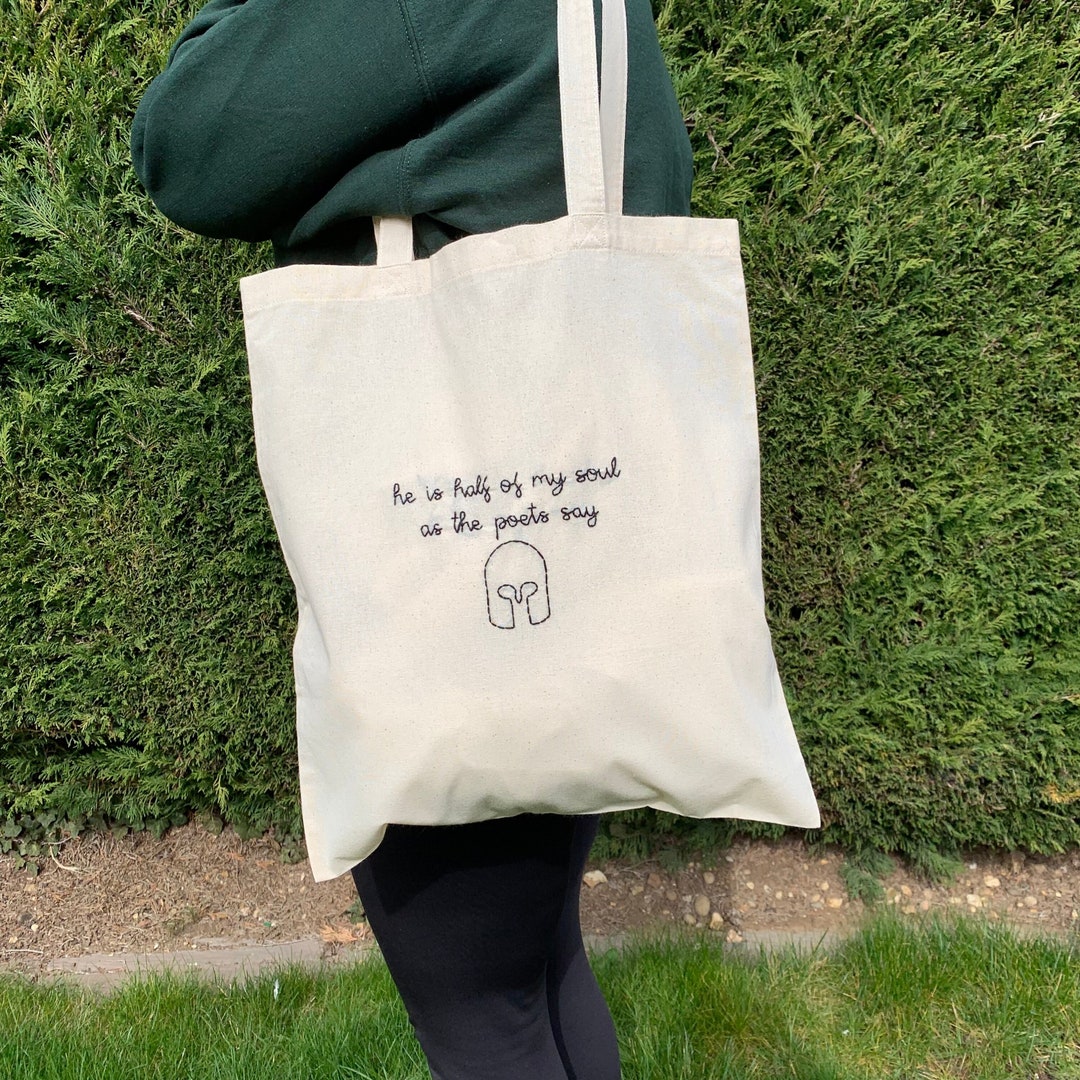 Song of Achilles Quote Hand Embroidered Tote Bag, Booktok, Bookish Gift ...