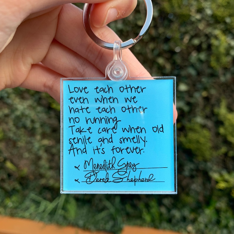 Greys Anatomy Post It Keyring Meredith Grey Derek Shepherd | Etsy