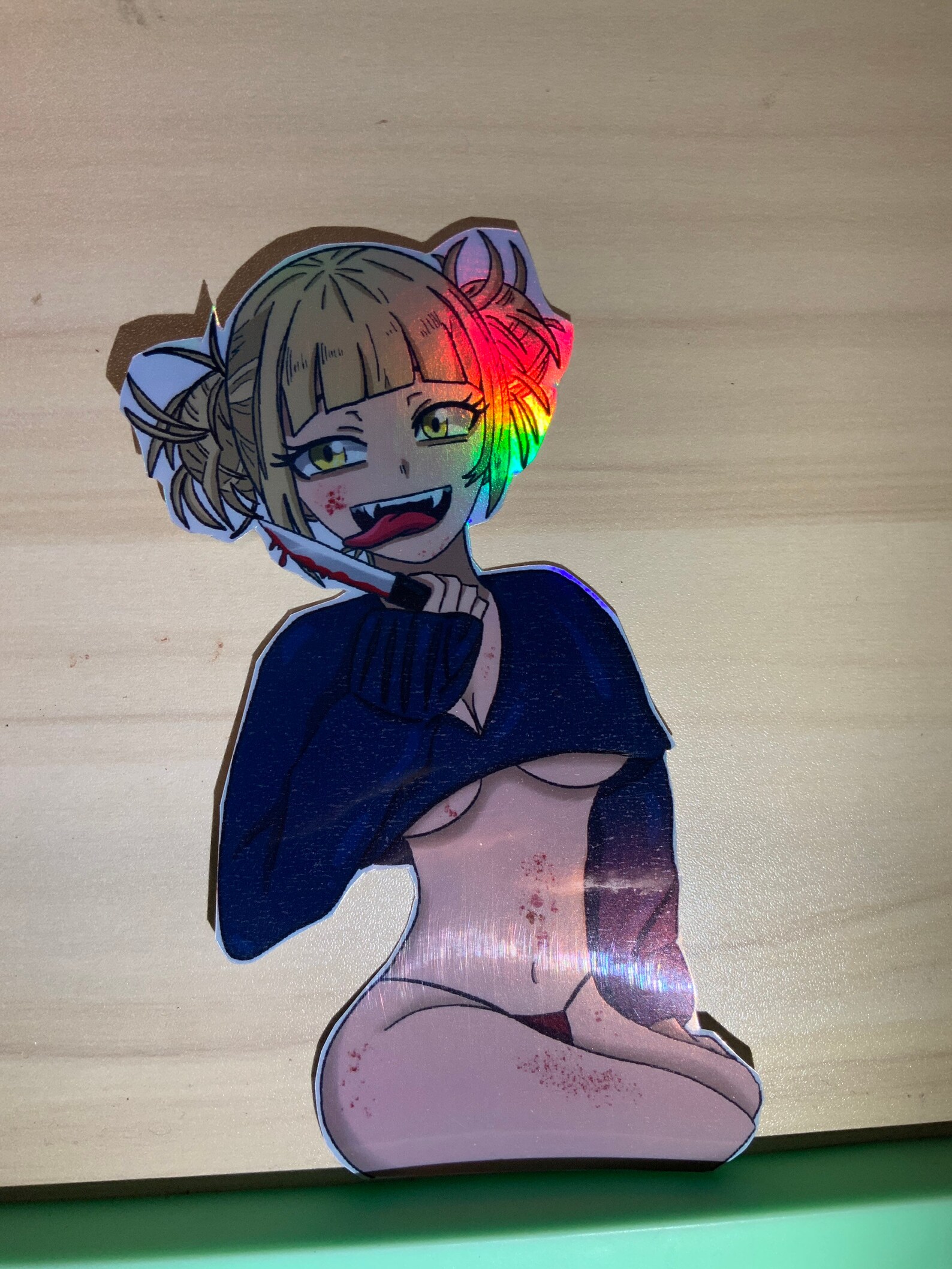 Naughty Girl Holographic Anime Sticker Etsy