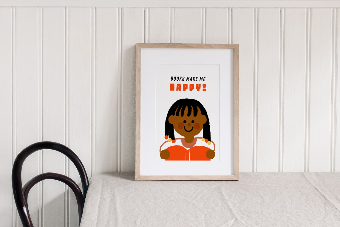 Classroom Posters, Reading Print for Library, Books Make Me Happy, Read ...