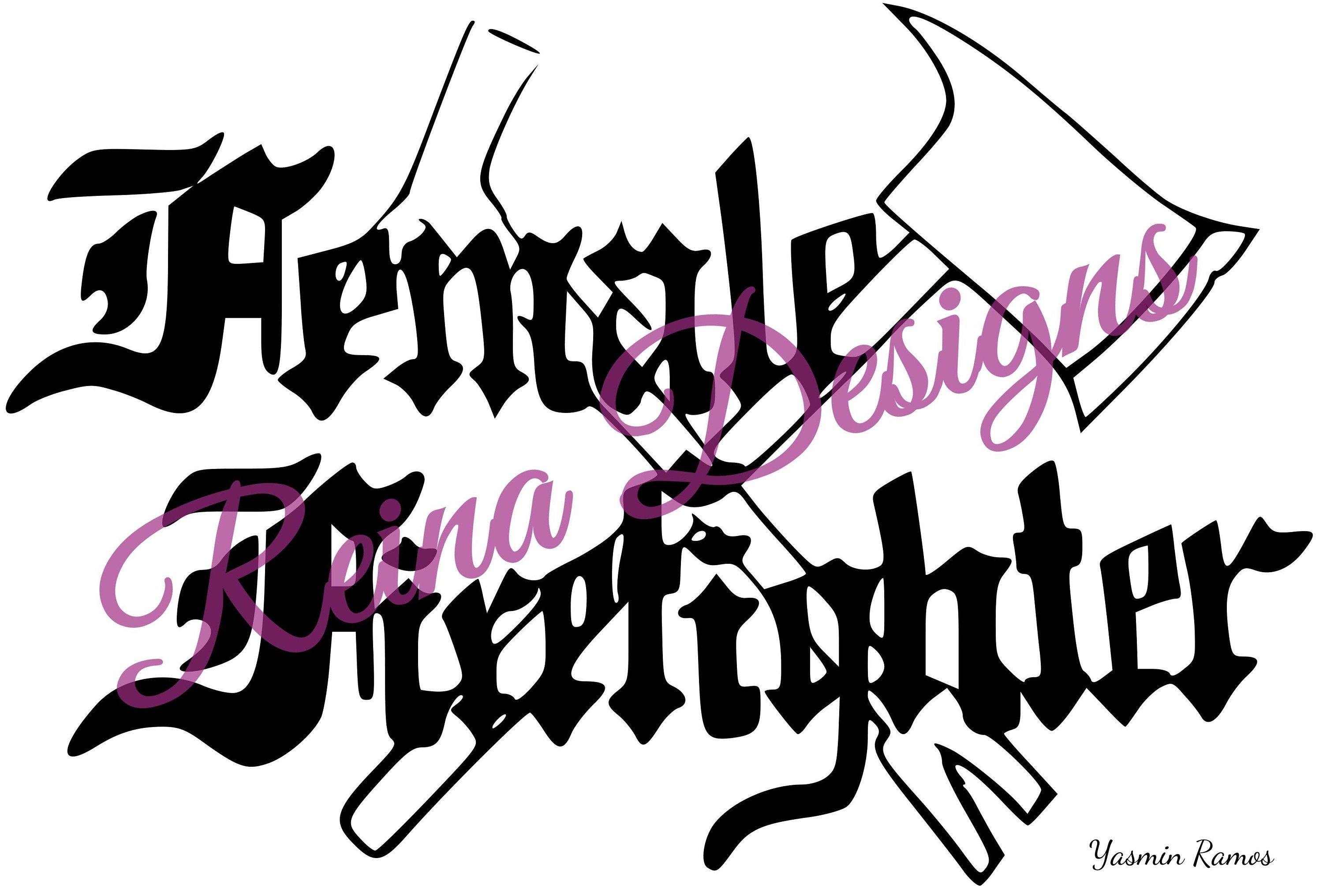 Female Firefighter SVG File, Old English Font, Set of Irons ...