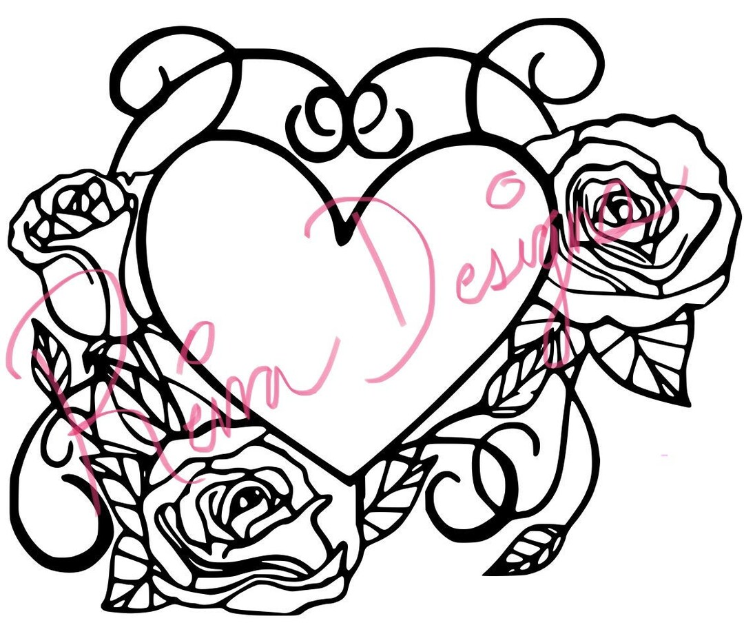Heart and Roses SVG File, Valentine's Day SVG, Cute SVG - Etsy