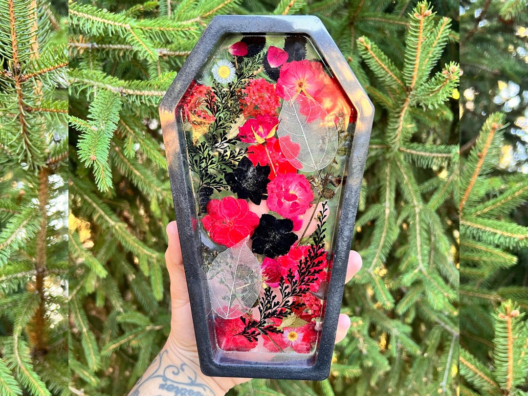 Floral Coffin Tray, Gothic Decor, Jewelry Dish, Grunge Decor, Earthy ...