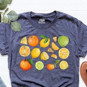 Lemons Shirt, Botanical Shirt, Cottagecore Shirt, Cute Orange Shirt ...