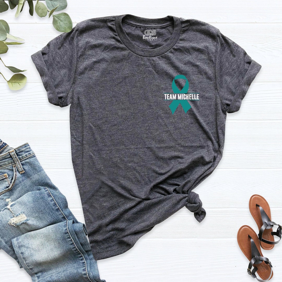 Personalized Cervical Cancer Shirt, Pocket Teal Ribbon Team Shirts ...