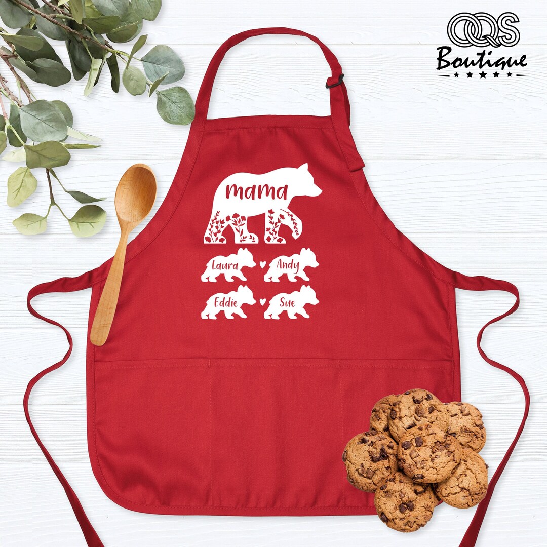 Personalized Mama Bear Apron With Pockets, Mama Bear Apron With ...
