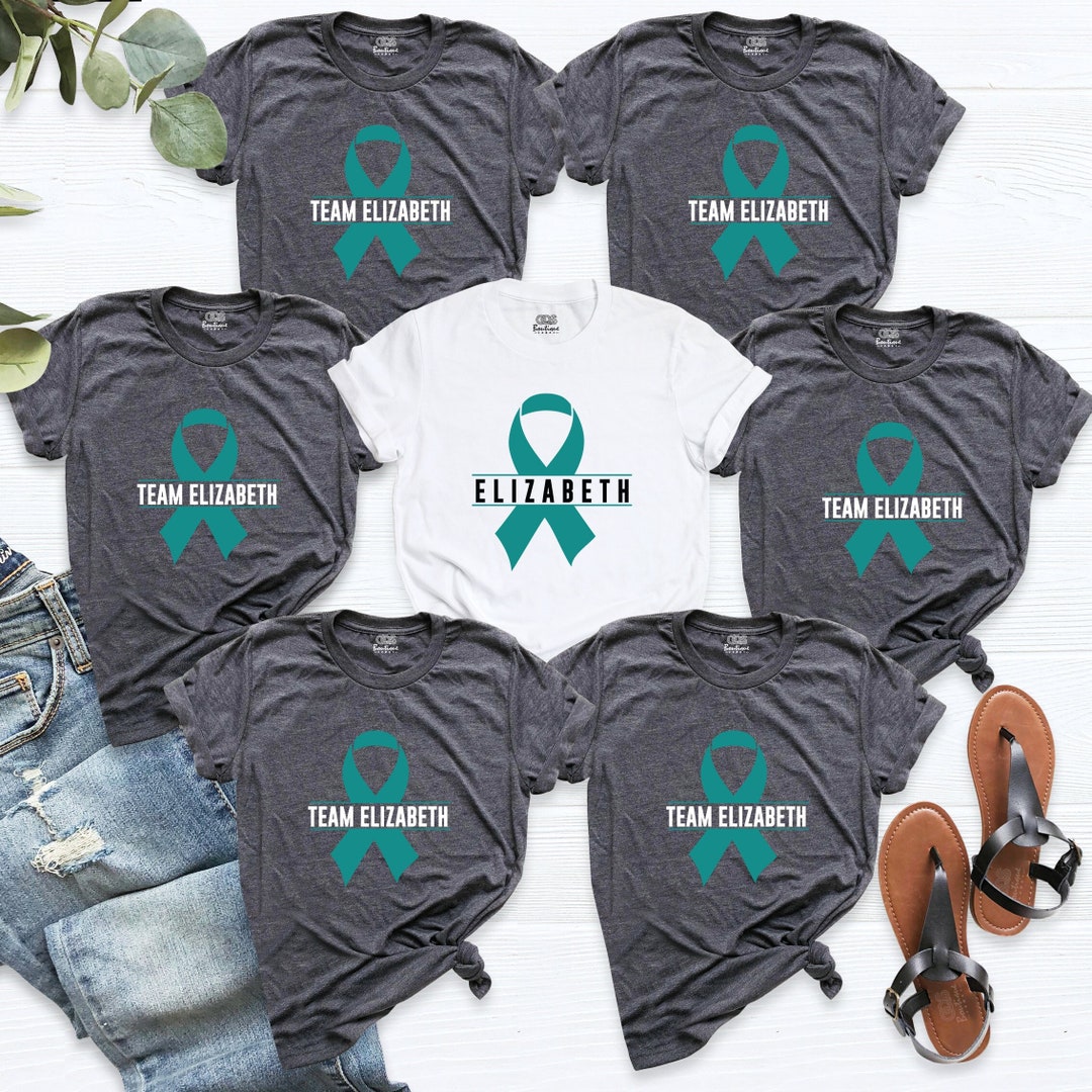 Personalized Cervical Cancer Shirt, Custom Teal Ribbon Team Shirts ...
