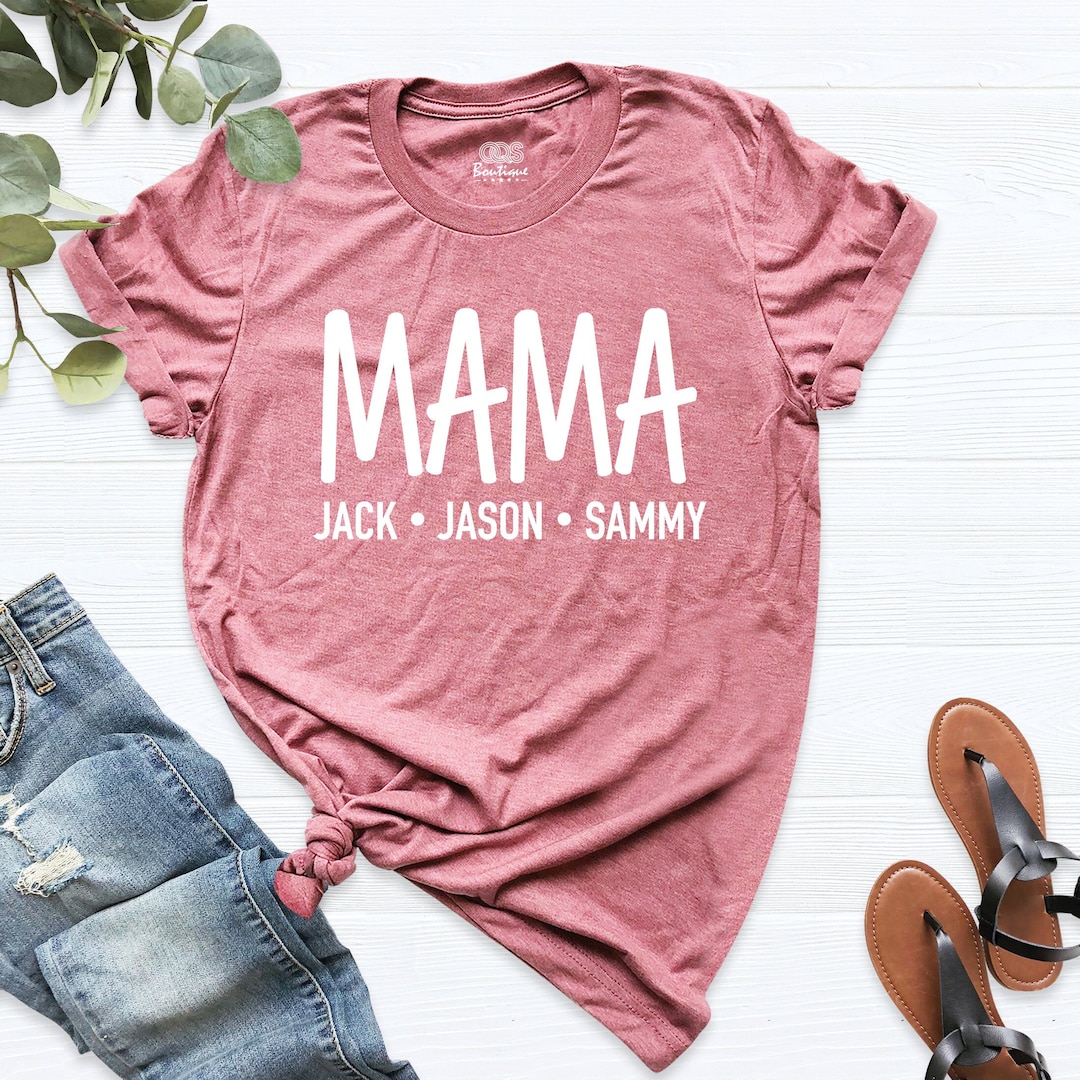 Custom Mama Shirt With Kids Names Shirt, Personalized Mama Shirt With ...