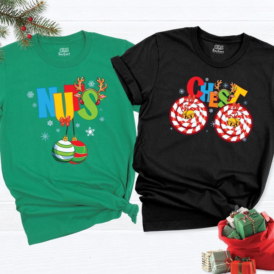 Chest and Nuts Couples Christmas Shirt, Couple Matching Holiday Tee ...