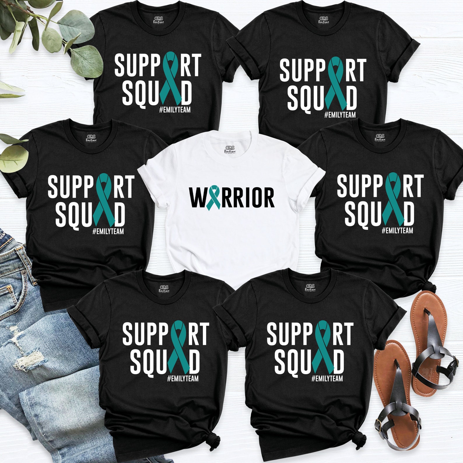 Support Squad Cervical Cancer Shirt, Custom Teal Ribbon Warrior Shirts ...