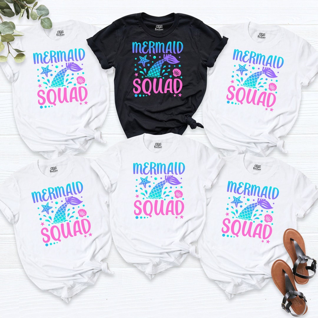 Mermaid Squad Shirt, Funny Squad T-shirt, Family Mermaid Squad Birthday ...