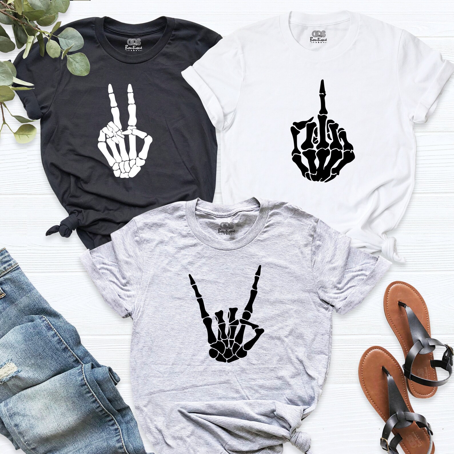 Skeleton Hand Shirt Middle Finger Hand Rock Hands Halloween | Etsy