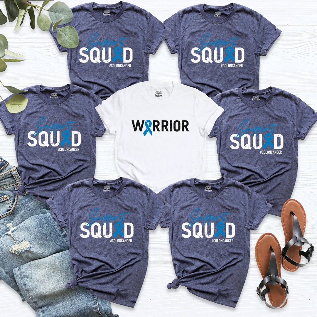 Colon Cancer Support Squad Shirt, Custom Blue Ribbon Cancer Awareness ...