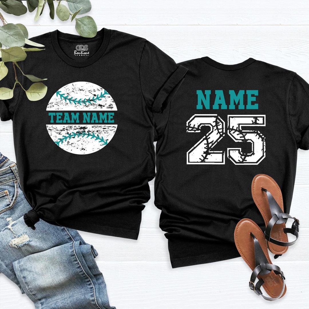 Custom Baseball Team Shirt, Teal Baseball Mom Shirt Personalized ...