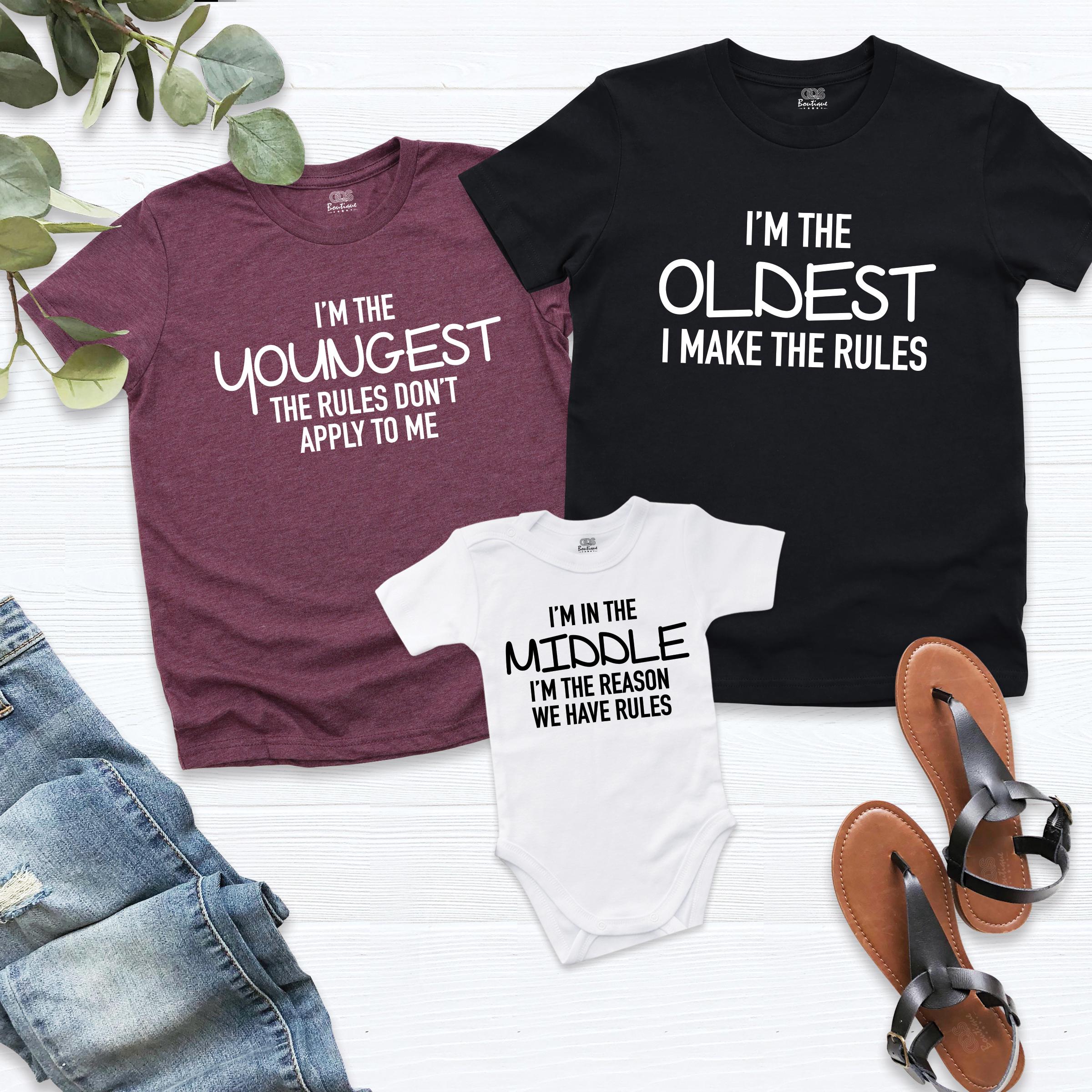 The Rules Family Matching Shirts, Funny Sibling Shirts, Oldest Middle ...