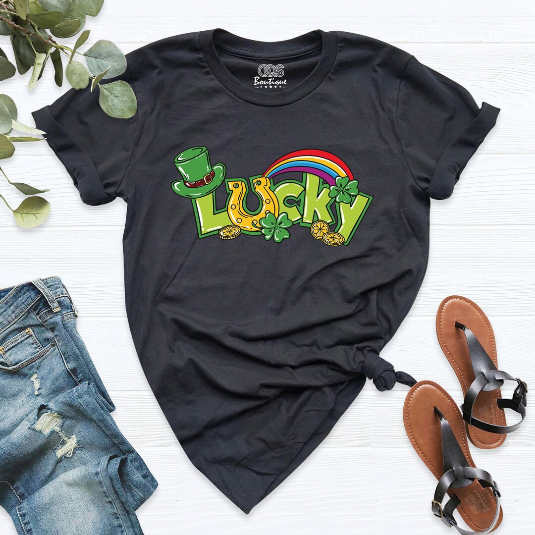 Lucky Shirt, Retro Lucky Tee, Rainbow St Patrick's Day Shirt, Green ...