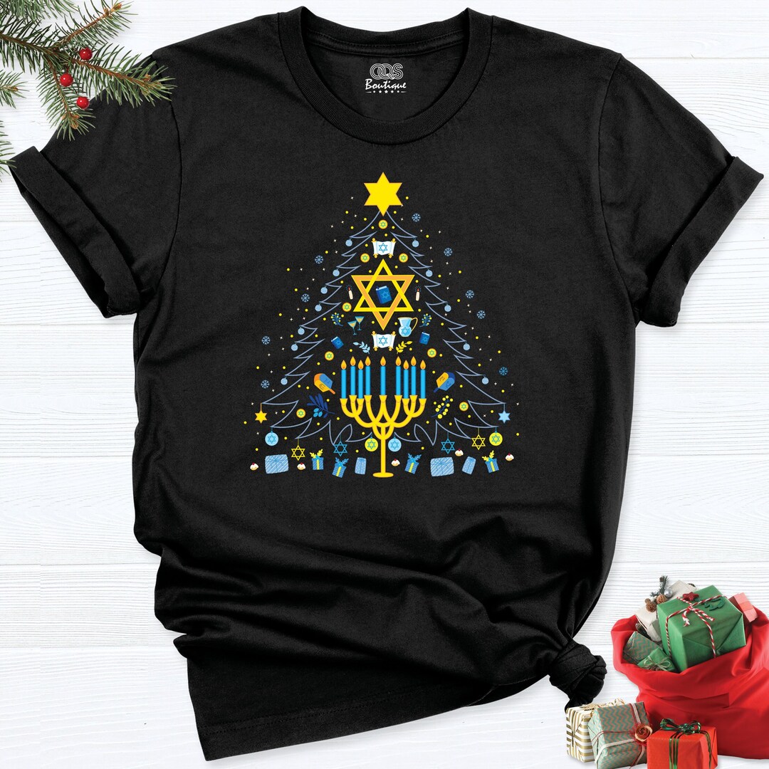 Christmas Tree Hanukkah Shirt, Chanukah Tshirt, Festive Holiday Tees ...