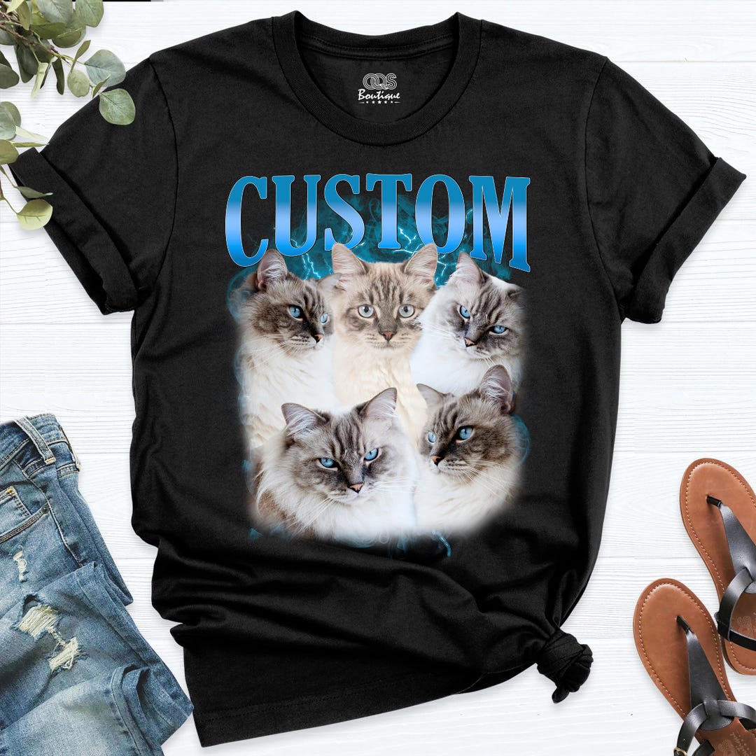 Personalized Dog Cat Photo Bootleg Shirts Custom Cats Photo Tee Vintage ...