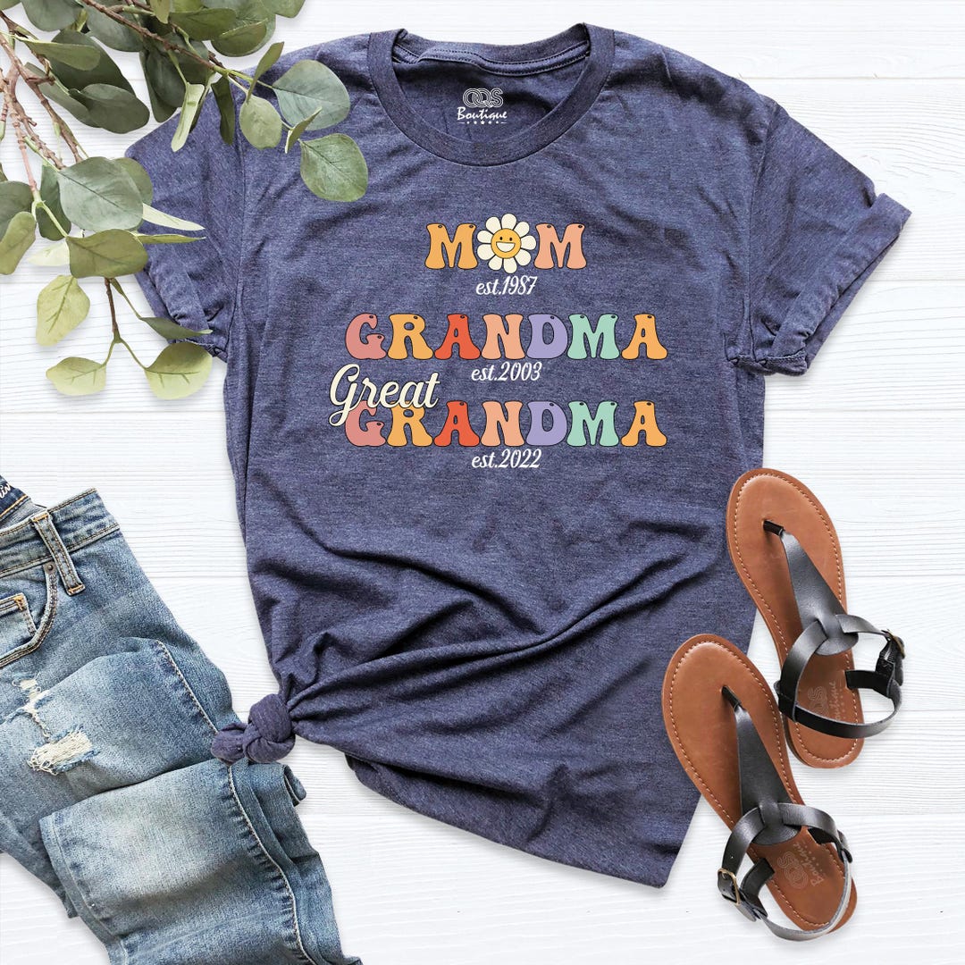Mom Grandma Great Grandma Est Shirt, Personalized Family Name Est Year ...
