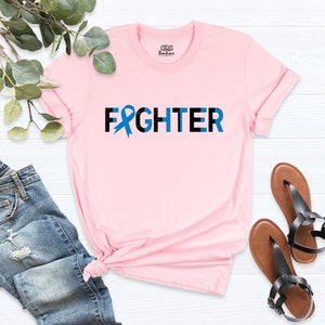 Colon Cancer Her Fight is Our Fight Team Shirt, Blue Ribbon Cancer ...
