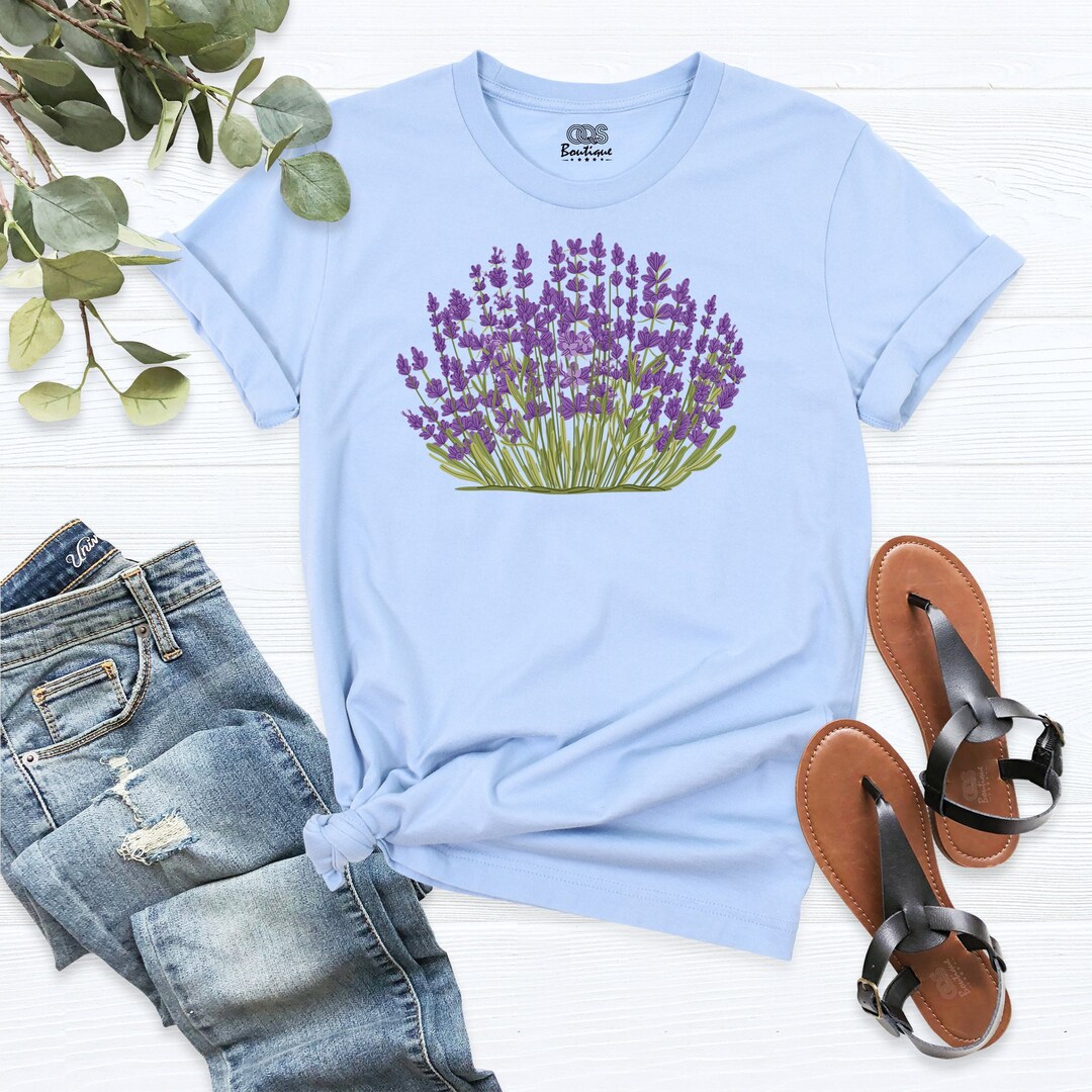 Purple Flower Shirt, Lavender Shirt, Flower Shirt for Woman, Pressed ...