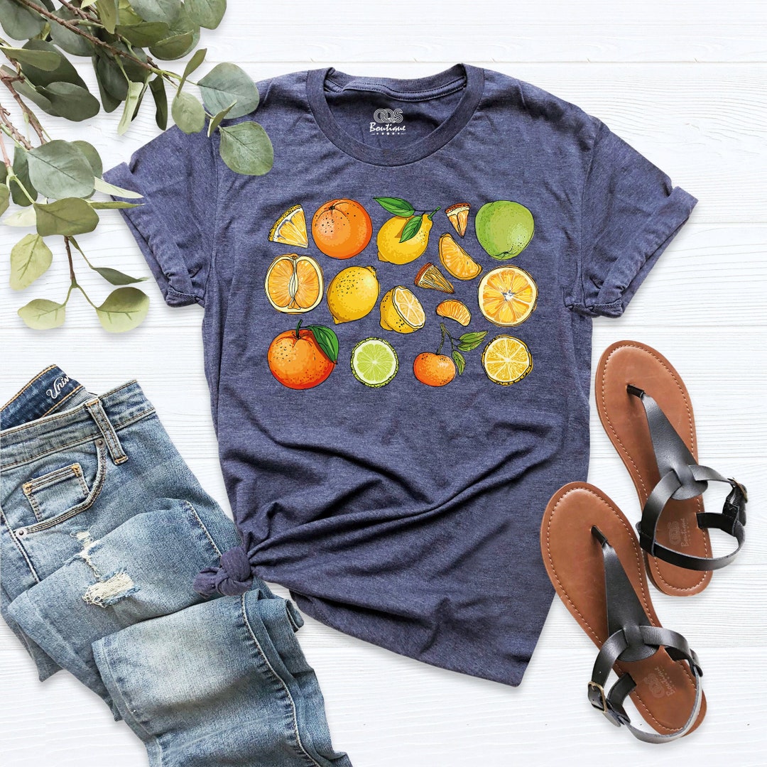 Lemons Shirt, Botanical Shirt, Cottagecore Shirt, Cute Orange Shirt ...
