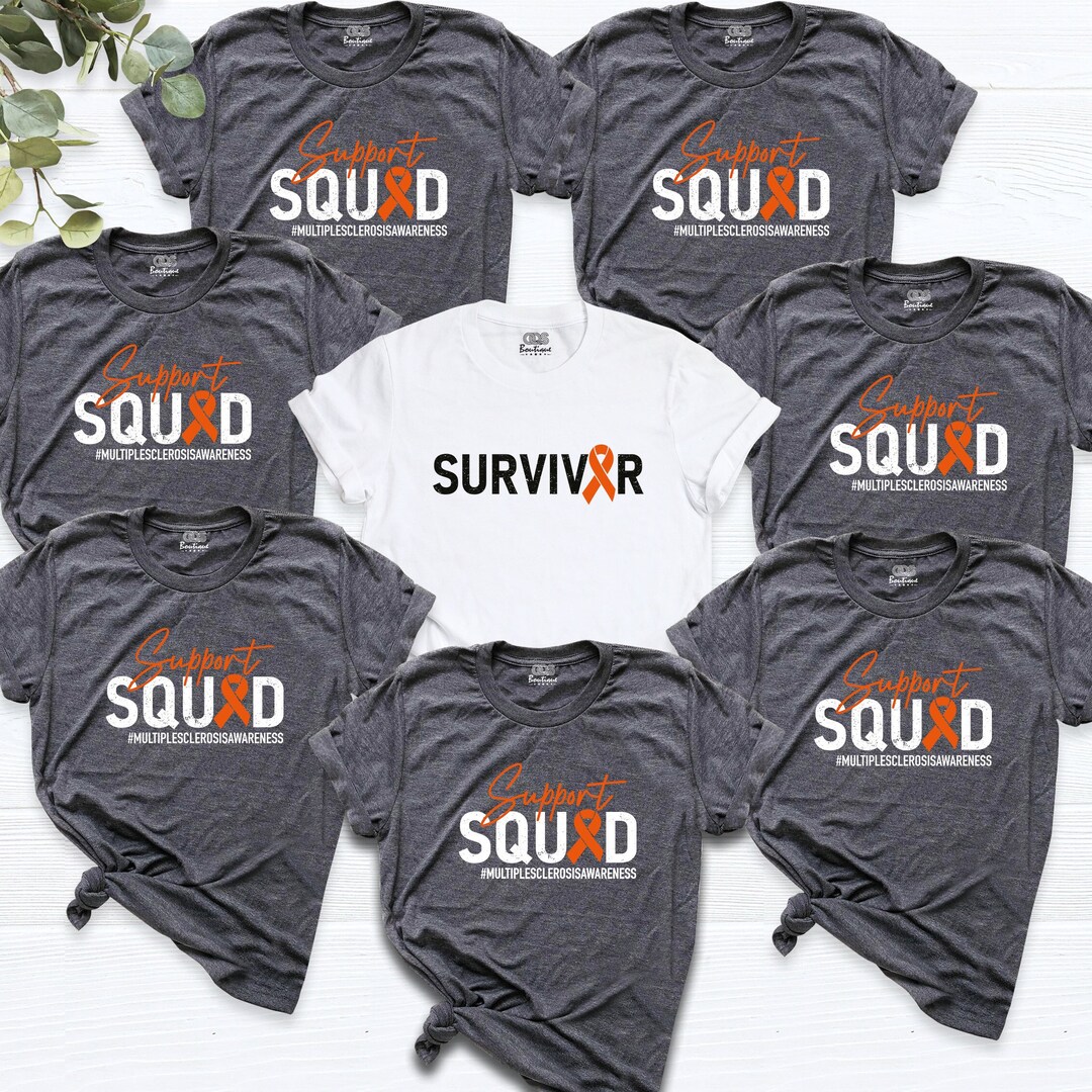 Multiple Sclerosis Awareness Team Shirt, Orange Ribbon MS Warrior Shirt ...