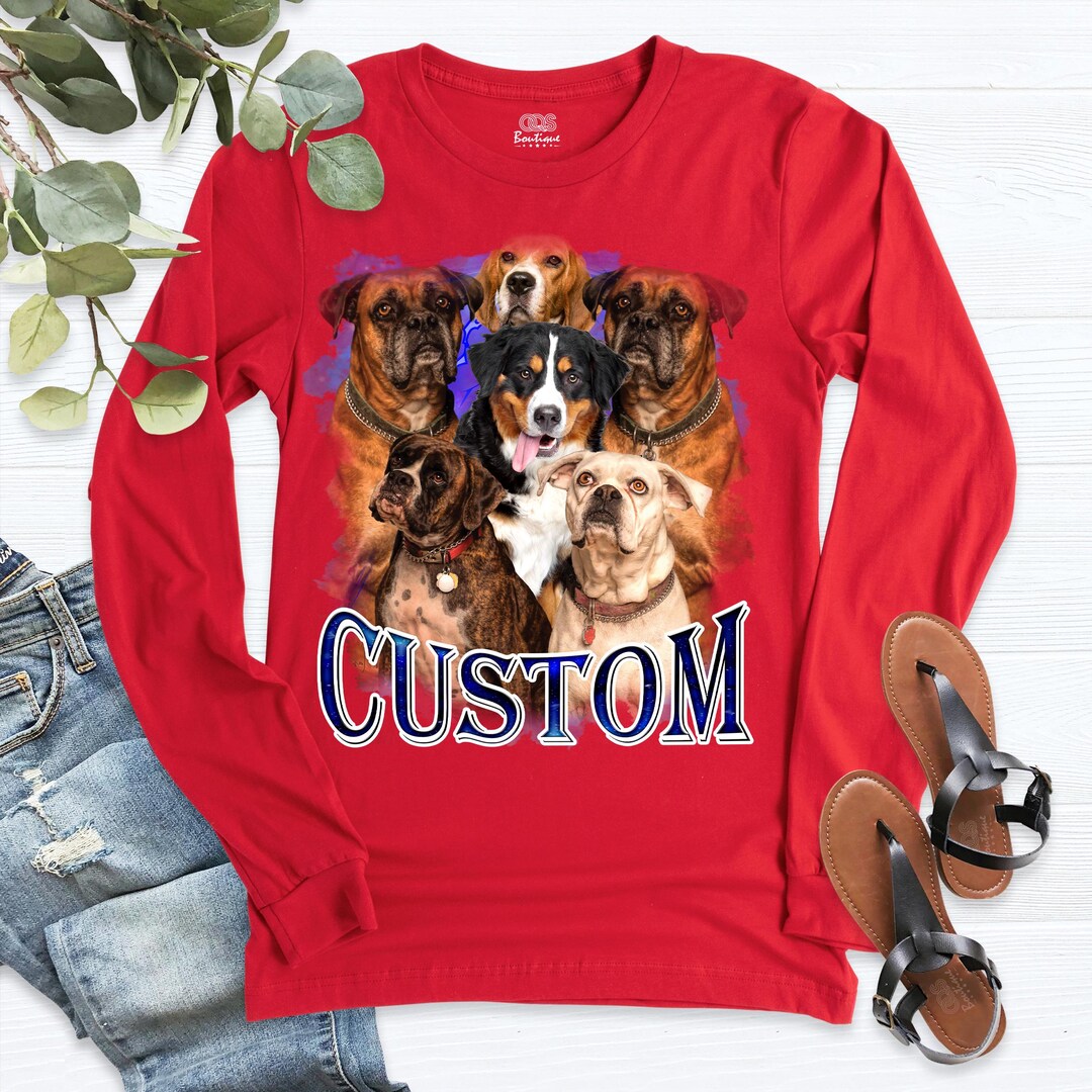 Custom Pet Long Sleeve Shirt With Dog Photo, Personalized Pet Sweater ...