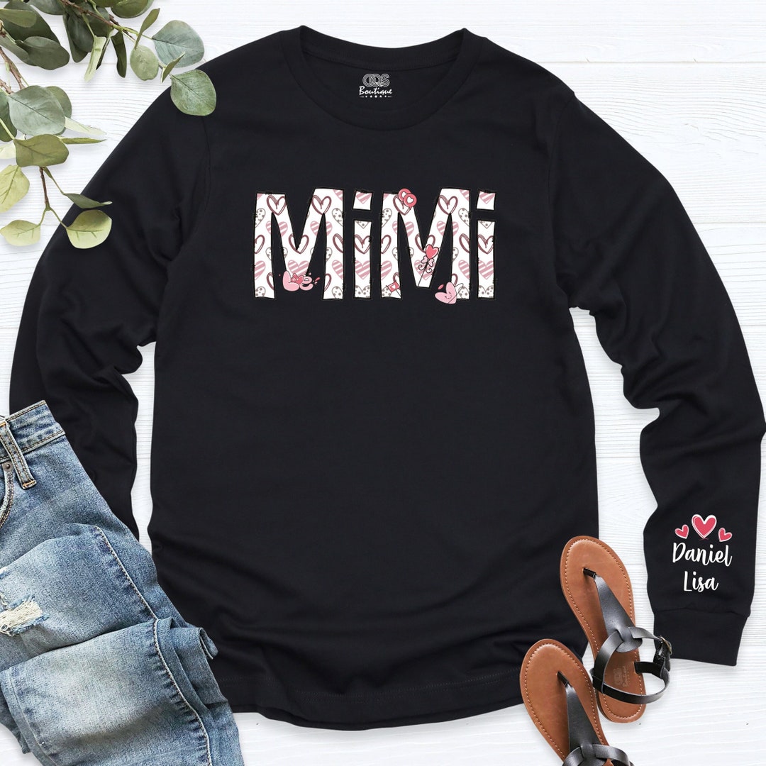 Custom Mimi Sweatshirt With Children Name on Sleeve, Grandma Sweatshirt ...