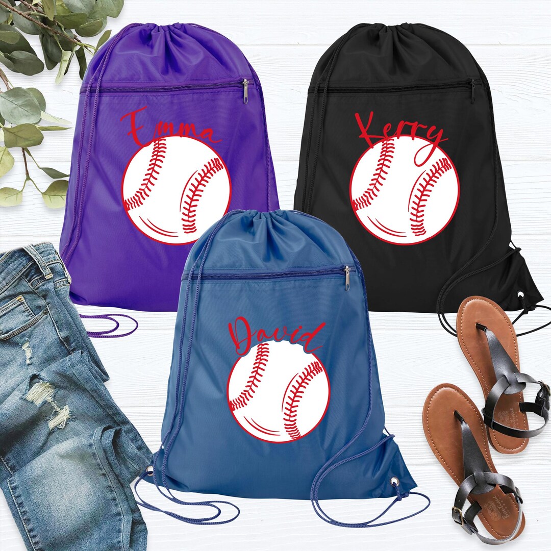 Baseball Drawstring Bag, Personalized Sports Backpack, Baseball Player ...