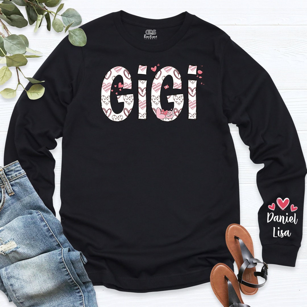 Custom Gigi Sweatshirt With Children Name on Sleeve, Personalized ...