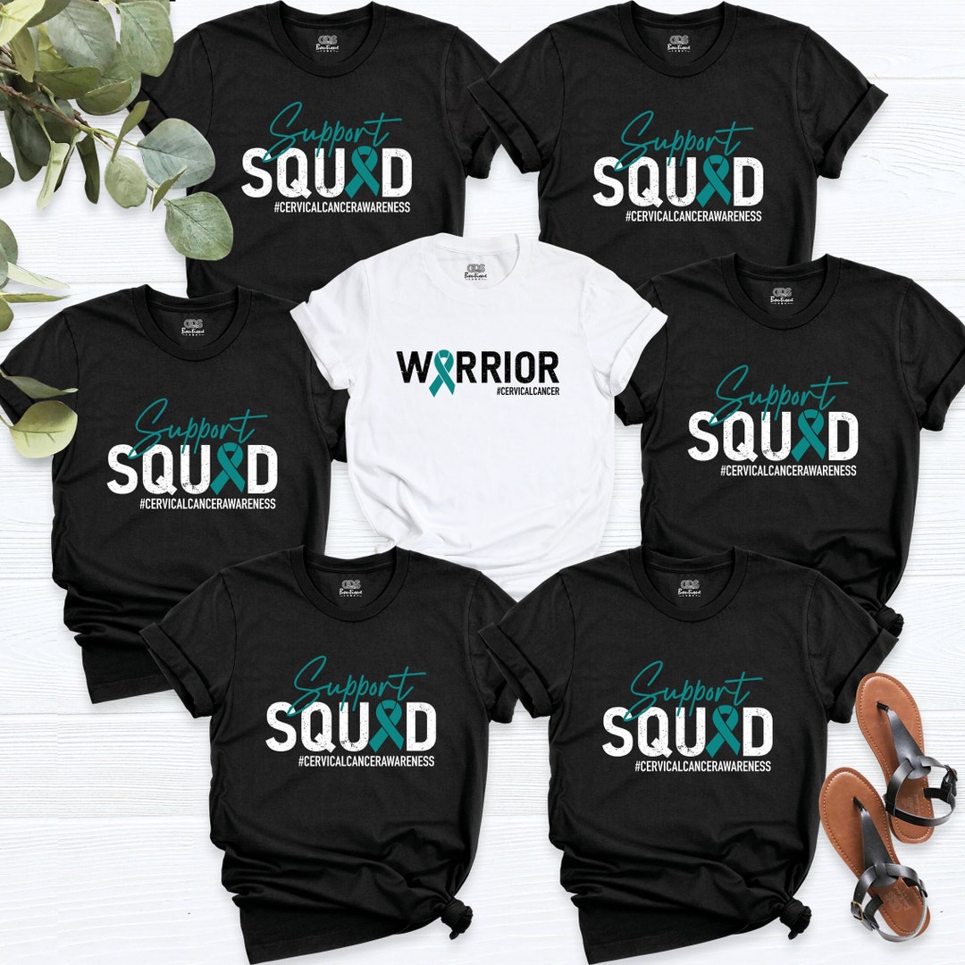 Support Squad Cervical Cancer Shirt, Teal Ribbon Warrior Shirts ...