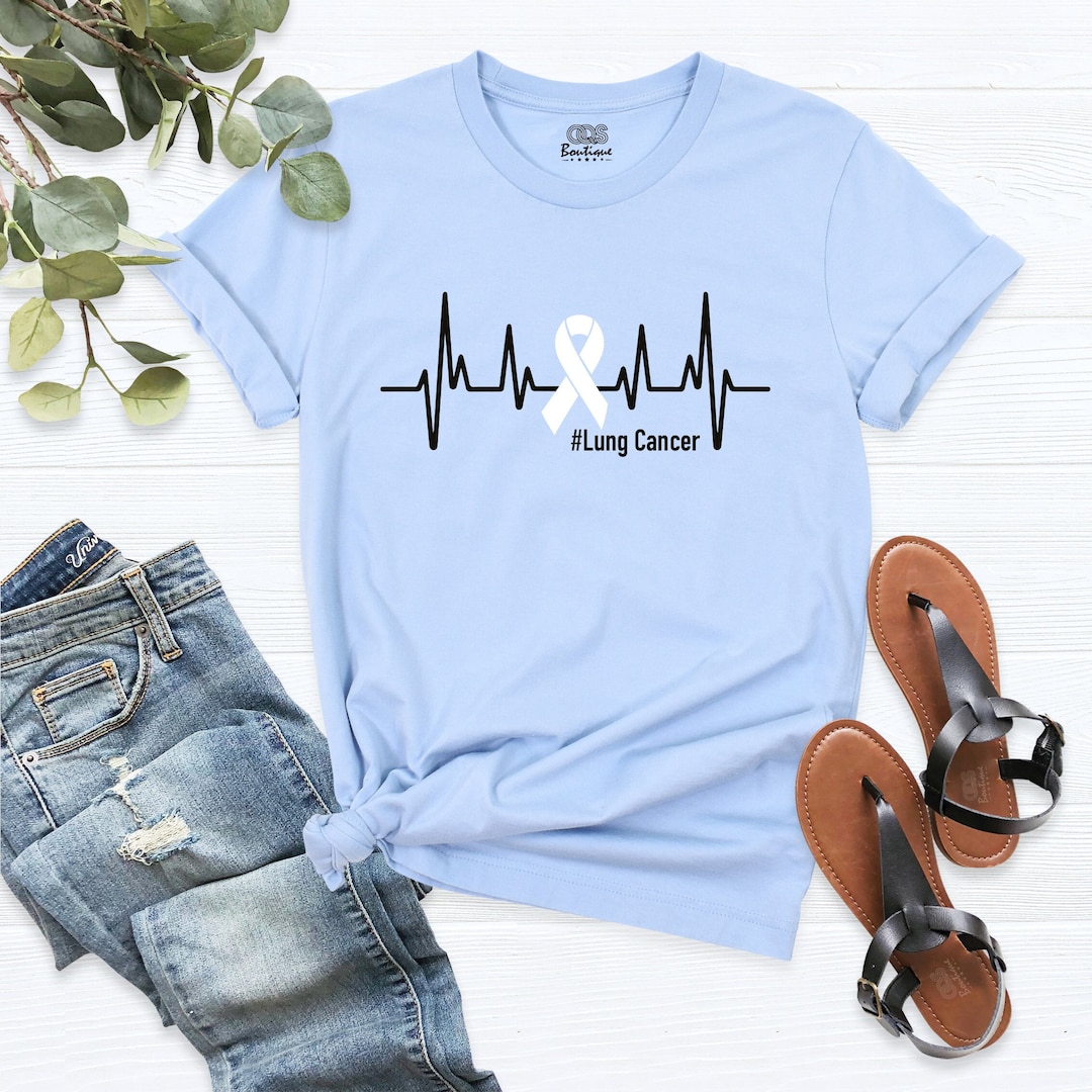 Lung Cancer White Ribbon Shirt, Cancer Awareness Tee, Lung Cancer ...