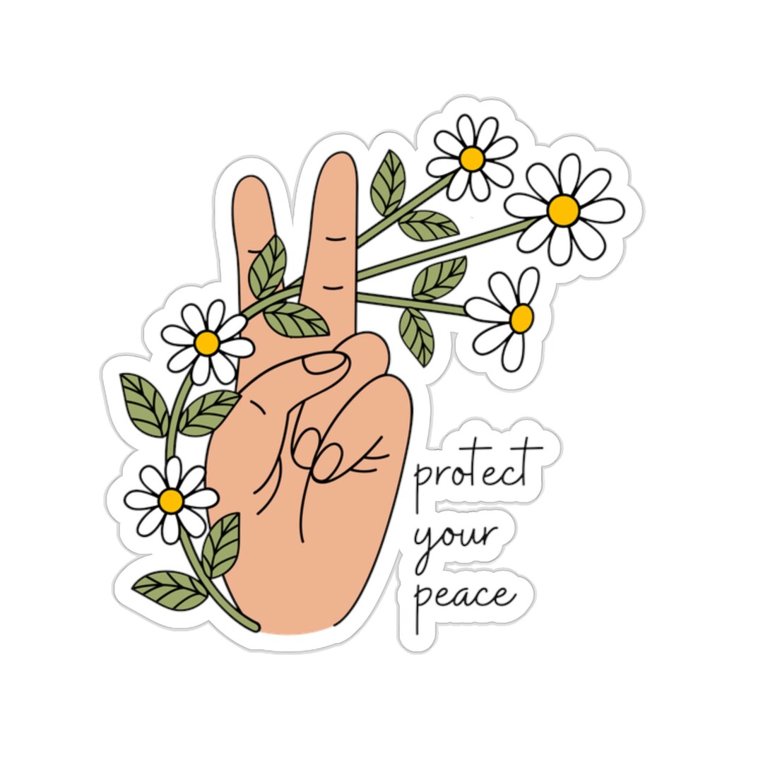 Protect Your Peace Floral Peace Sign Sticker - Etsy