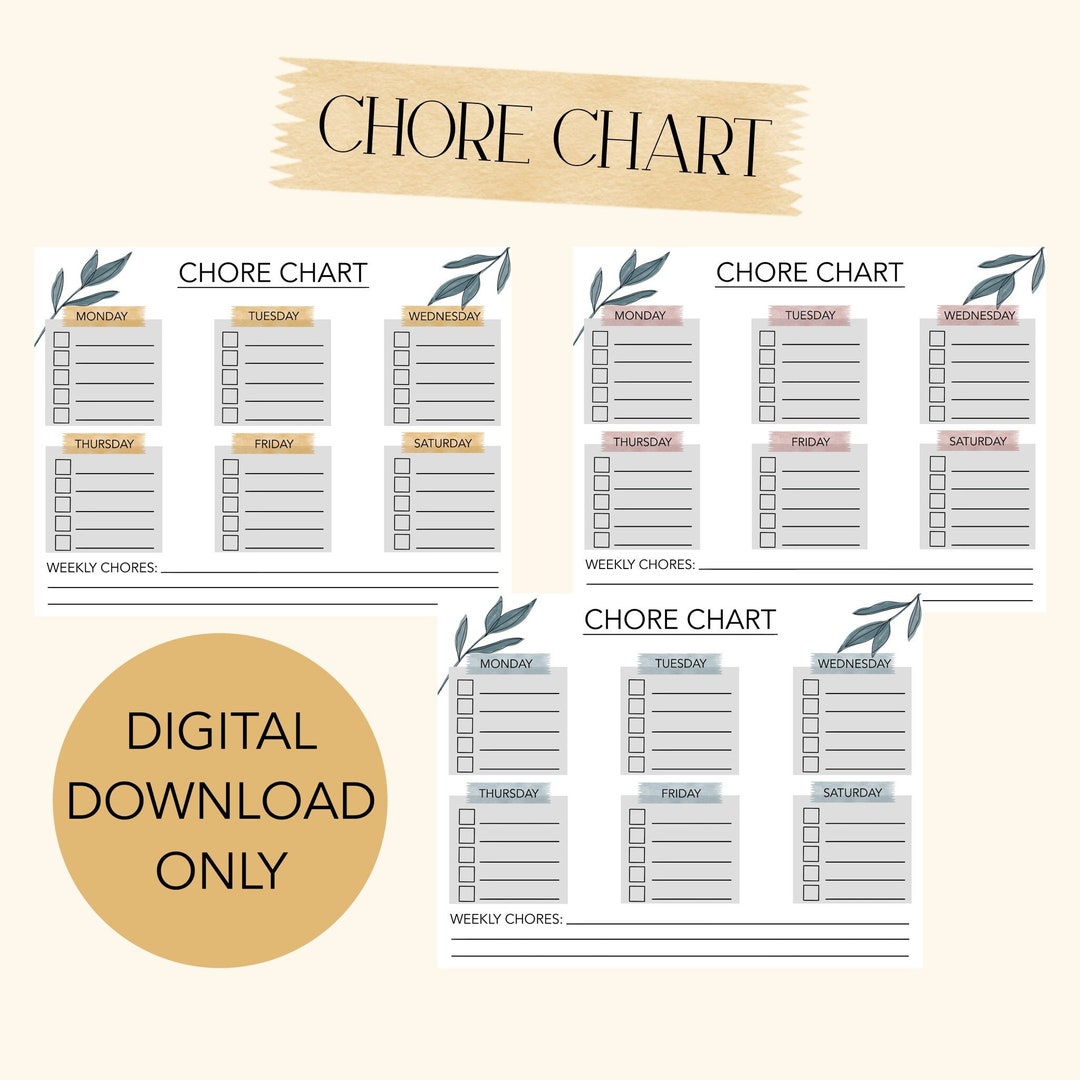 Adult Chore Chart **DIGITAL DOWNLOAD ONLY** - Etsy