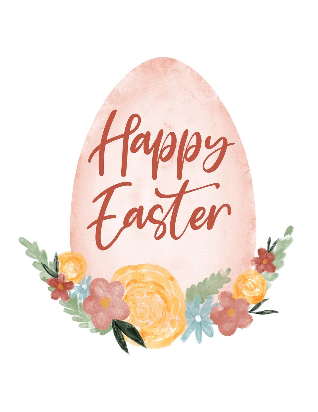 Happy Easter Watercolor Floral Print Etsy