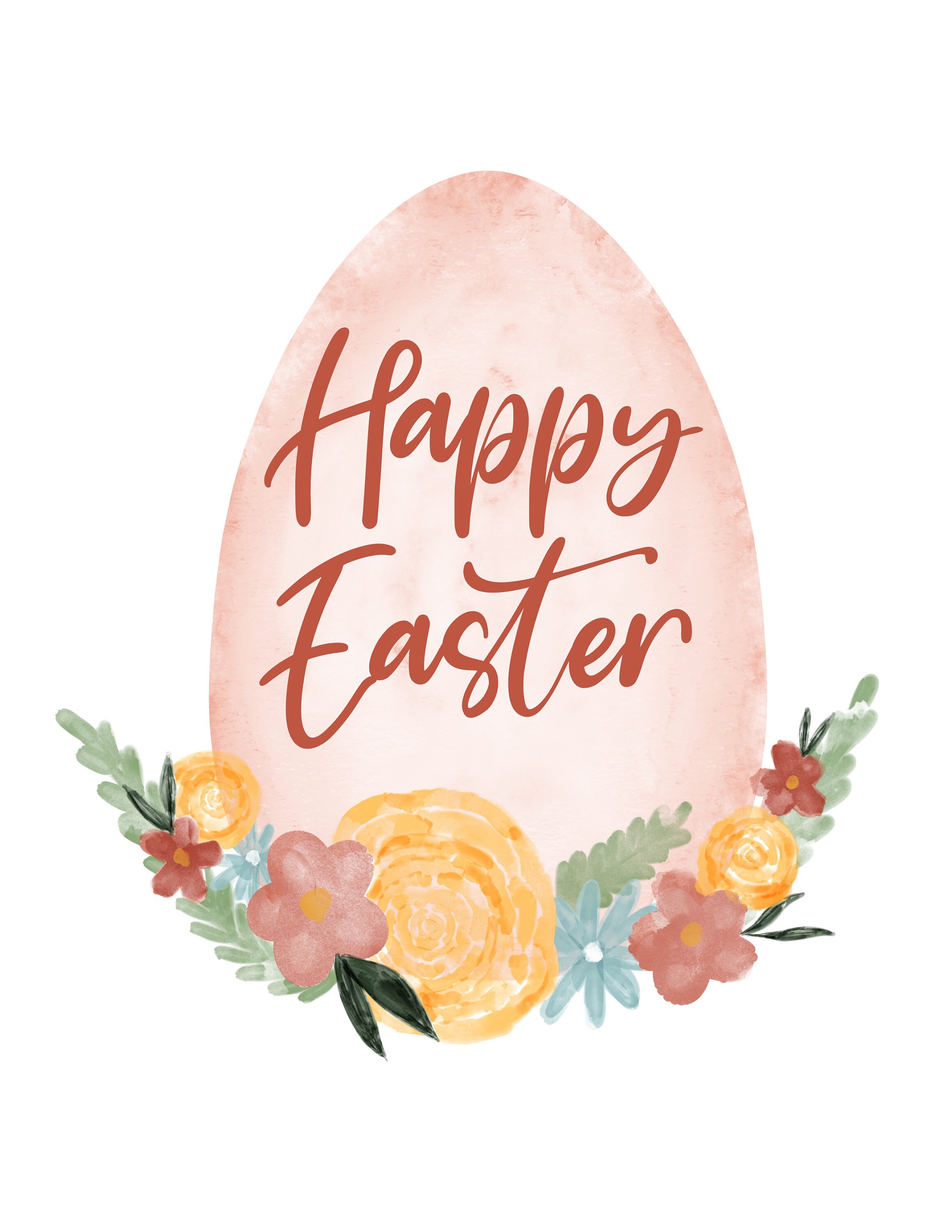 Happy Easter Watercolor Floral Print - Etsy