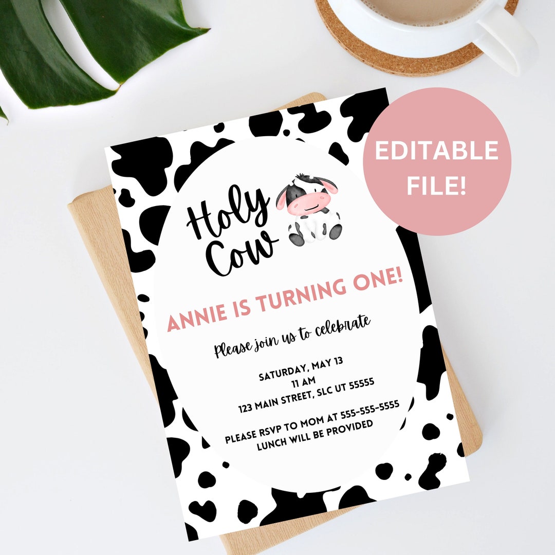 Holy Cow First Birthday Invitation - Etsy