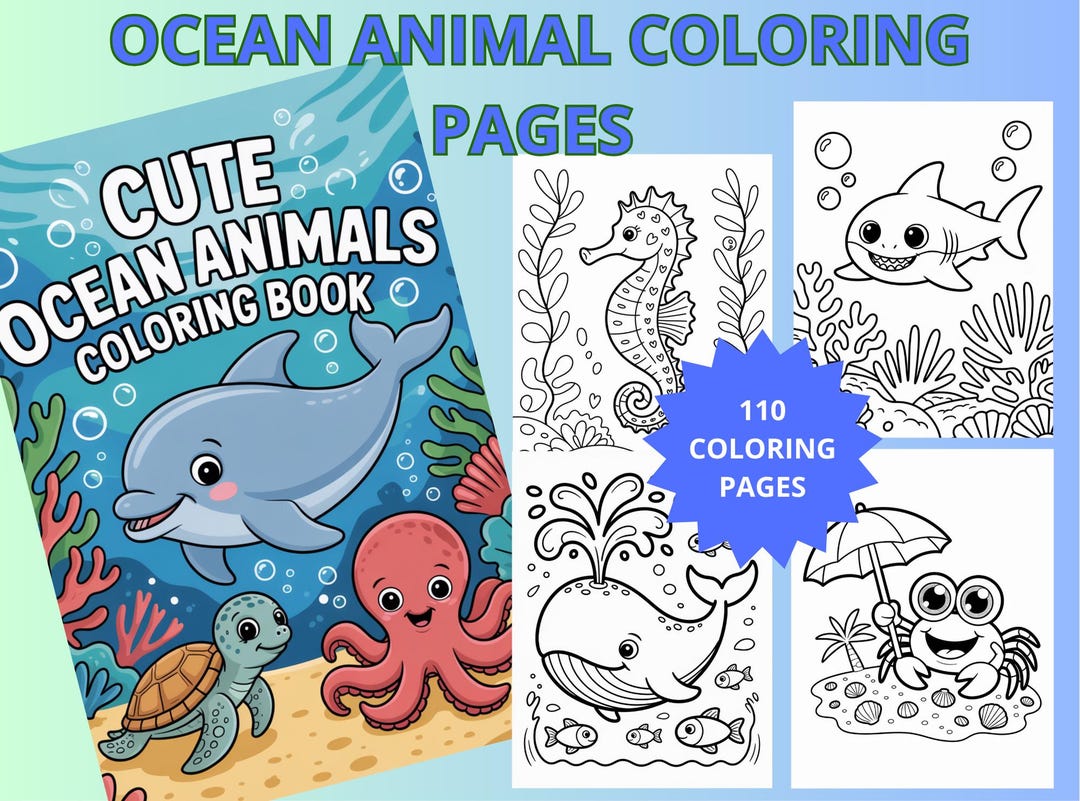 110 Cute Ocean Animals Coloring Pages for Kids – Sea Creatures Activity ...