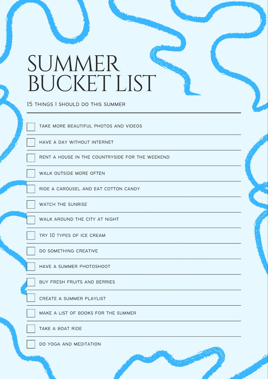 Ultimate Summer Adventure Bucket List - Etsy