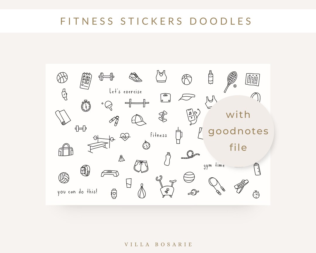 Line Drawing Fitness Stickers Digital Planner Stickers - Etsy