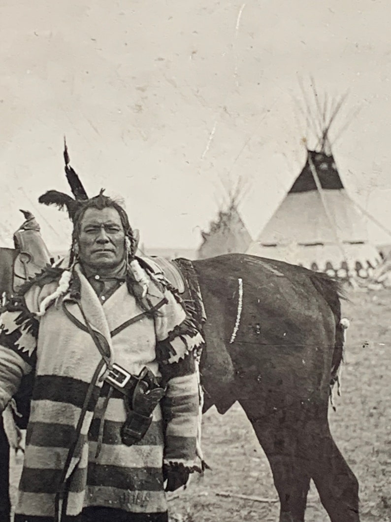 BEAR CHIEF Blackfeet Indian Stereoview c1907 Native American Horse ...